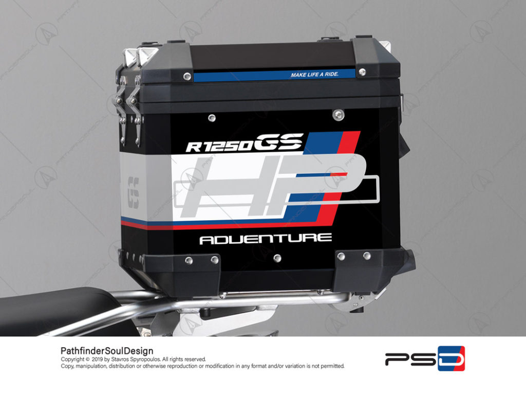 R1250GS ADVENTURE HP STYLE BMW ALUMINIUM TOP BOX "HP" STICKERS KIT#18901