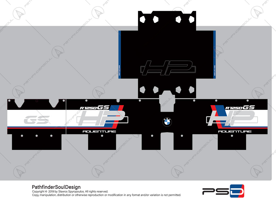 R1250GS ADVENTURE HP STYLE BMW ALUMINIUM TOP BOX "HP" STICKERS KIT#18901