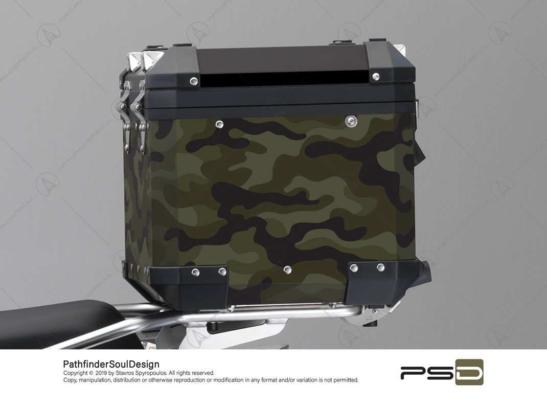 R1250GS ADVENTURE STYLE EXCLUSIVE BMW ALUMINIUM TOP BOX "WOODLAND M81 ...