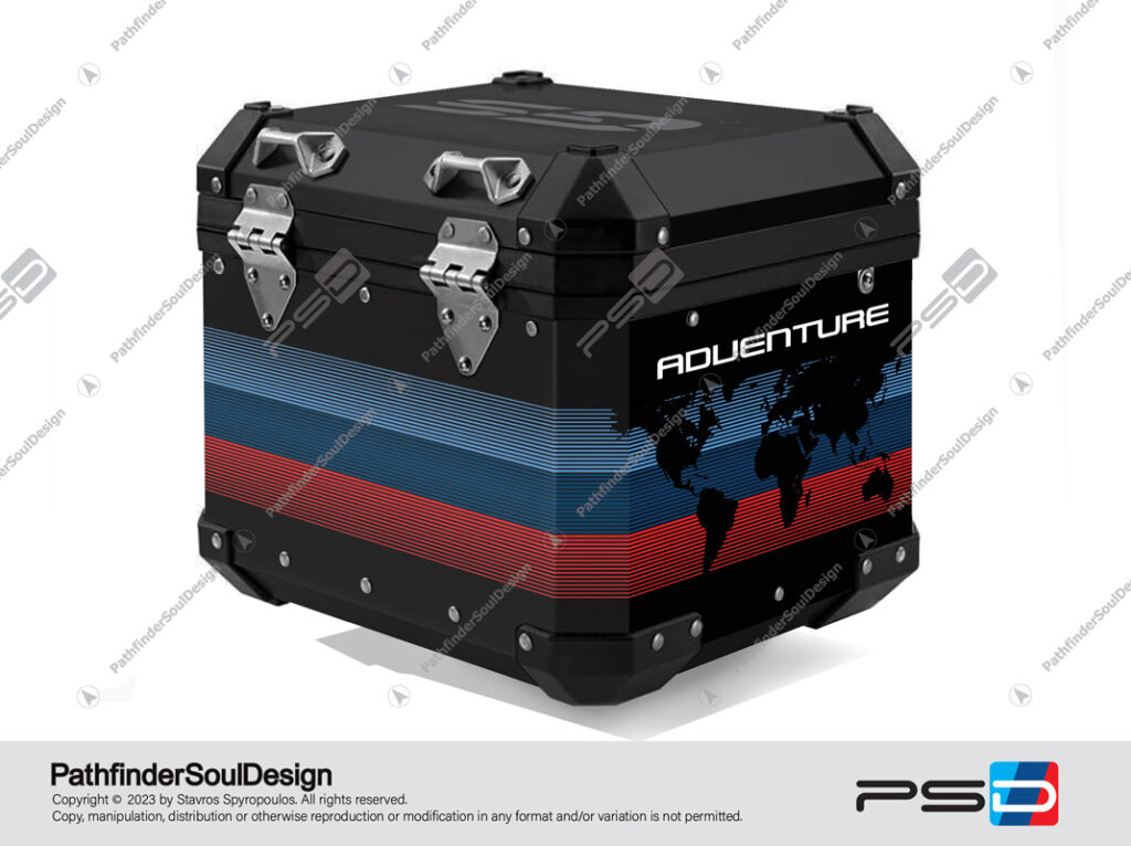 R1200GS Adventure Aluminium Top Box world map stickers