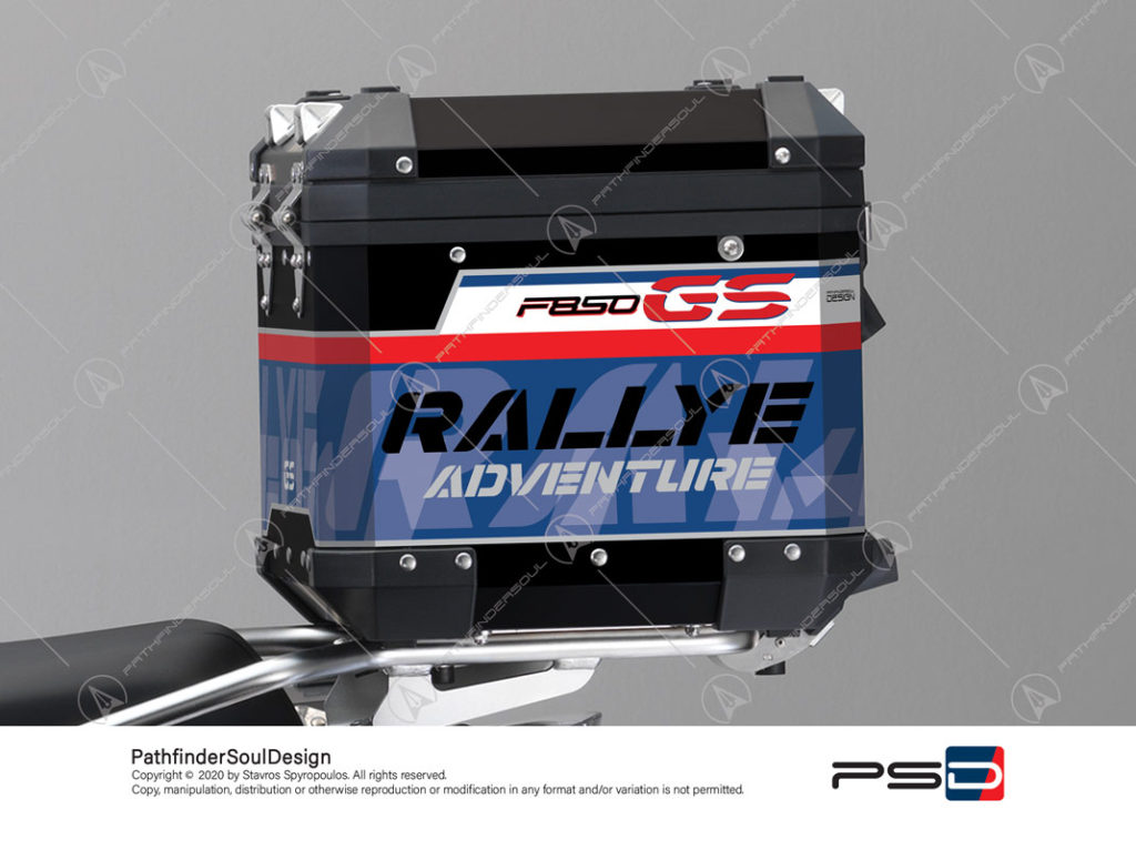 F850GSA Style Rallye BMW Aluminium Top Box "Racing" stickers