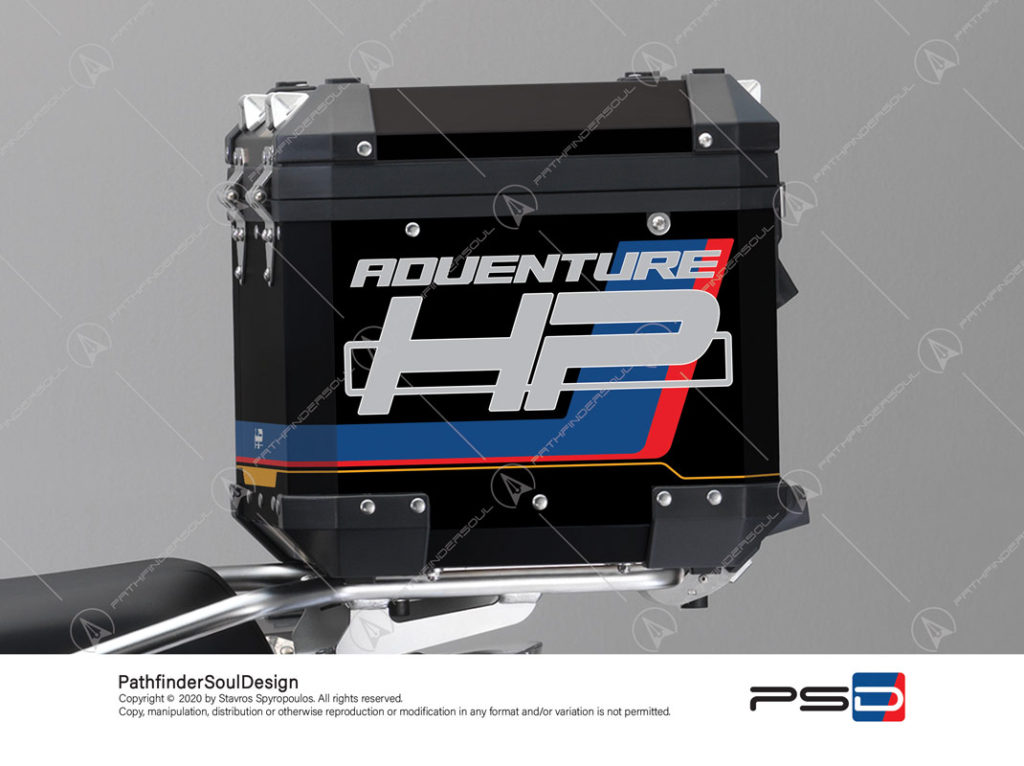 R1250GS ADVENTURE HP STYLE BMW ALUMINIUM TOP BOX "HP" STICKERS KIT#18904