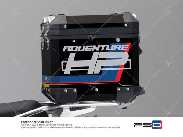 R1250GS ADVENTURE HP STYLE BMW ALUMINIUM TOP BOX "HP" STICKERS KIT#18904