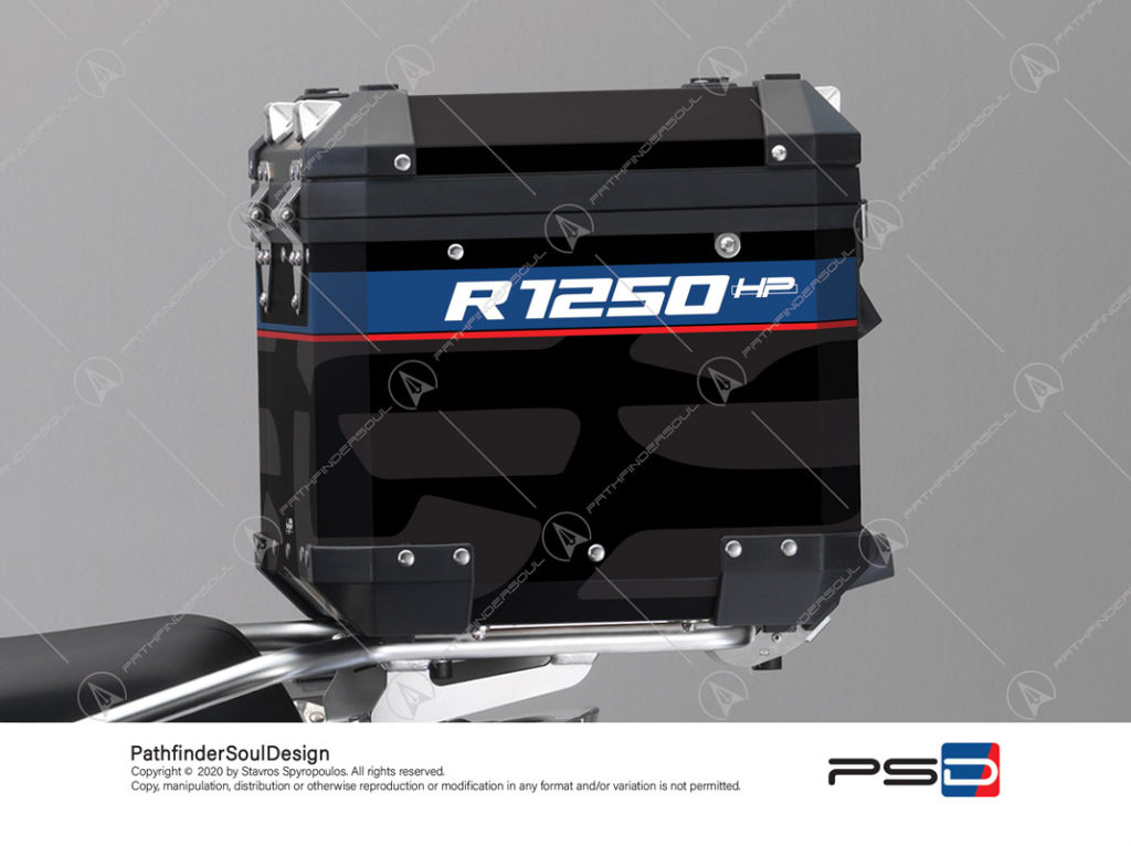 R1250GS ADVENTURE HP STYLE BMW ALUMINIUM TOP BOX "TRAVELLER" STICKERS ...