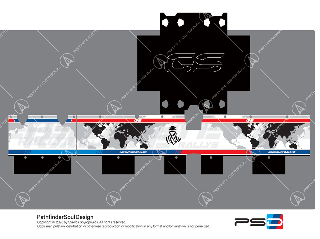 R1250GSA Style Rallye Aluminium Top Box "World Map" stickers