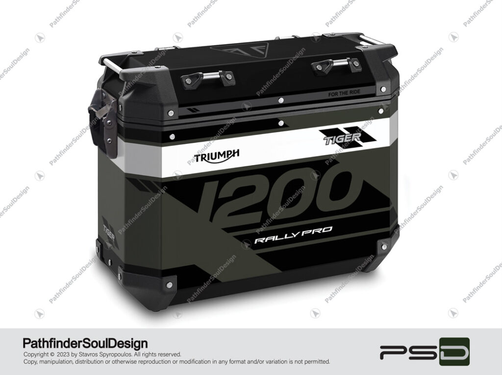 Tiger 1200 Rally Pro Expedition panniers stickers kit