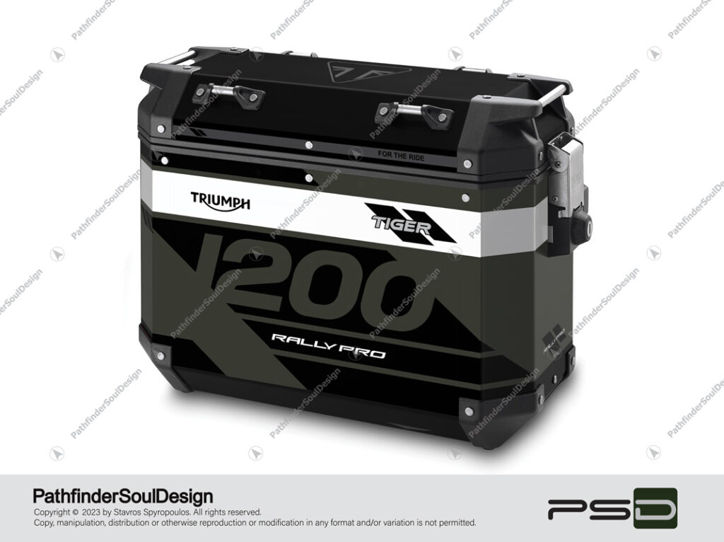 Tiger 1200 Rally Pro Expedition panniers stickers kit
