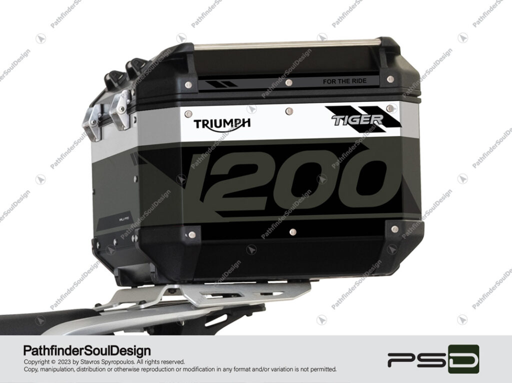 Tiger 1200 Rally Pro Expedition panniers stickers kit