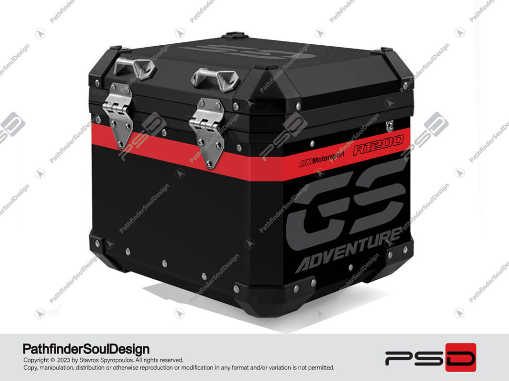 R1200GS ADVENTURE RACING RED BMW ALUMINIUM TOP BOX "CARBON GS" GRAPHIC ...