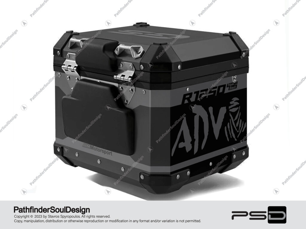 R1250GSA Triple Black Aluminium Top Box "RAW CAMO" stickers