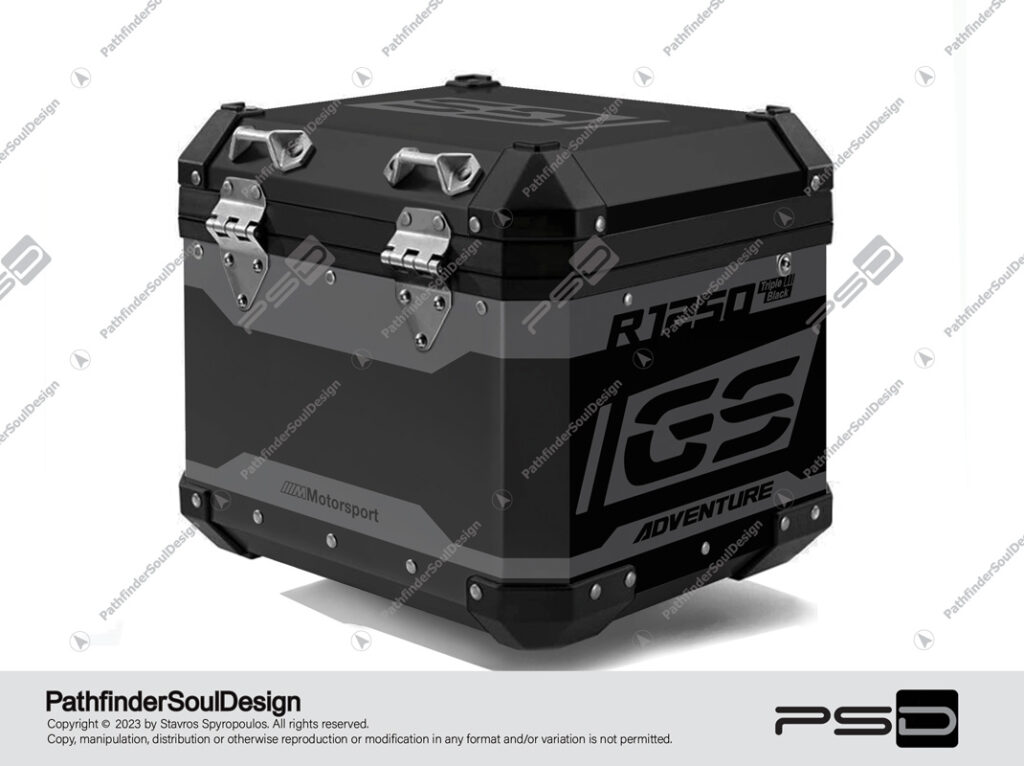 R1250GSA Triple Black Aluminium Top Box "GS NEW" stickers