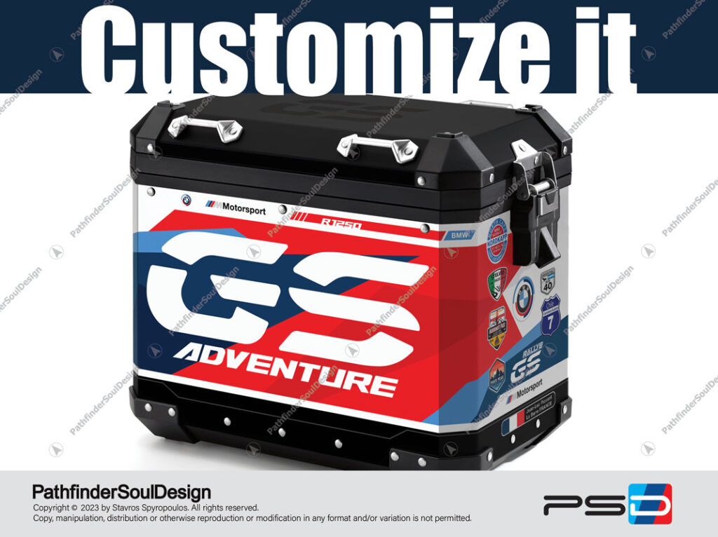 R1250GS Adventure Style Rallye stickers kit for BMW panniers