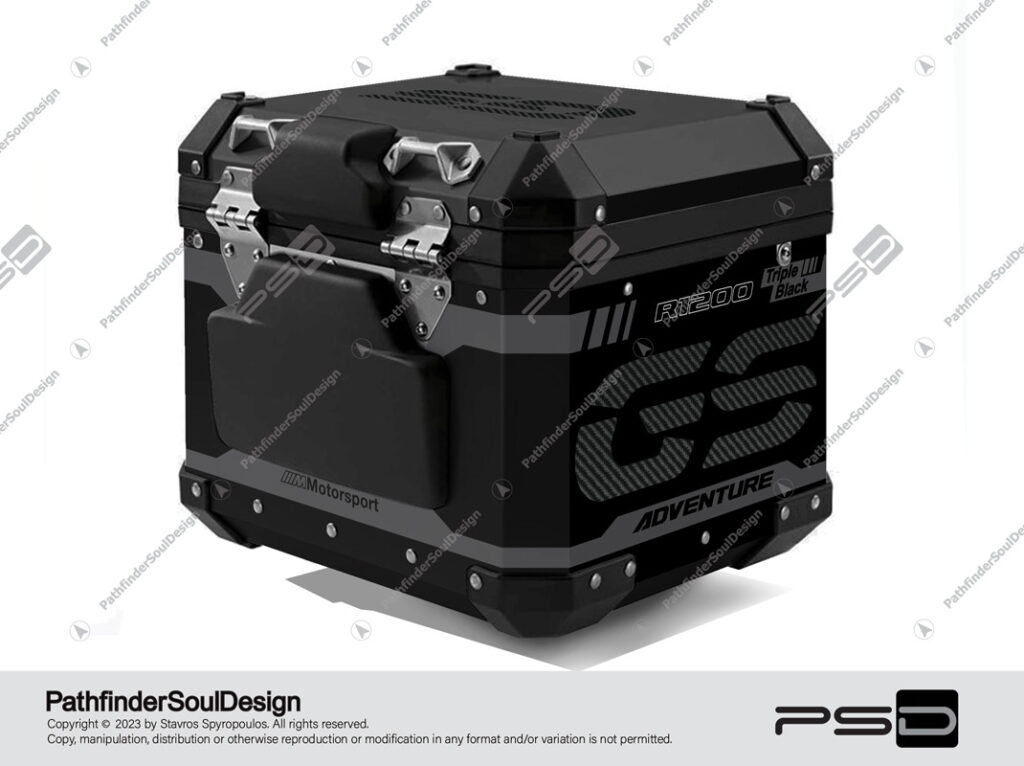 R1200GS Adventure Triple Black stickers kit for BMW top box